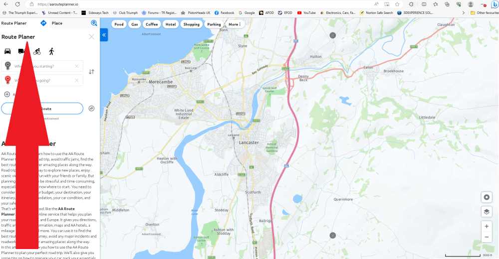 AA Route Planner - The Coventry Inn - Sideways Technologies